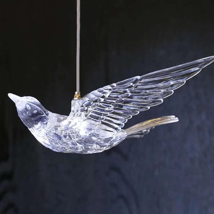 Flying Bird Hanging Light Hotel Modern Glass Lighting Chandelier Living ...