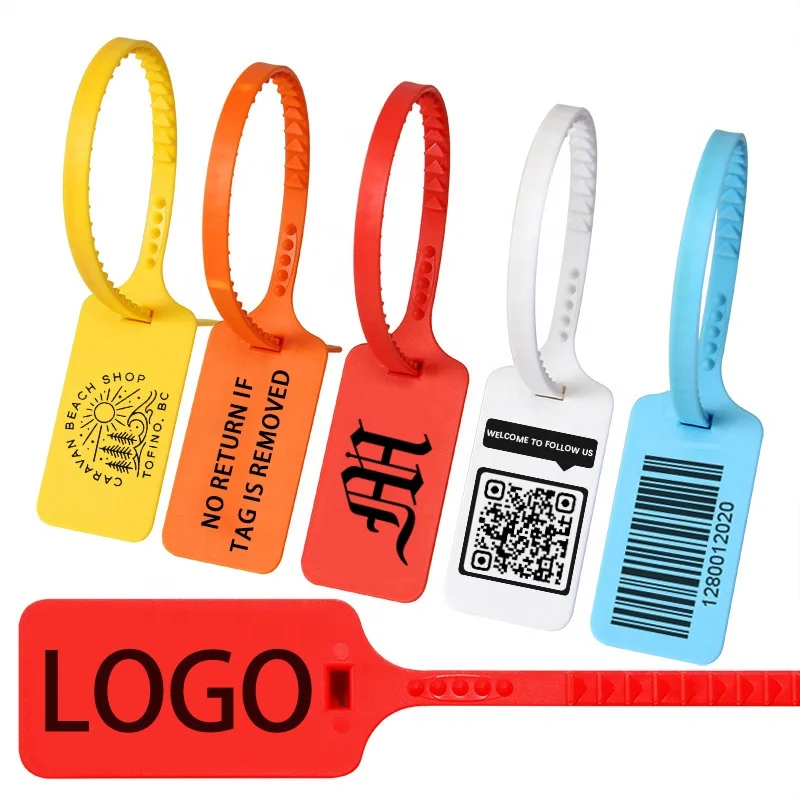 Custom Logo Tag Zip Ties Labels Plastic Seals Security Garment Clothes ...