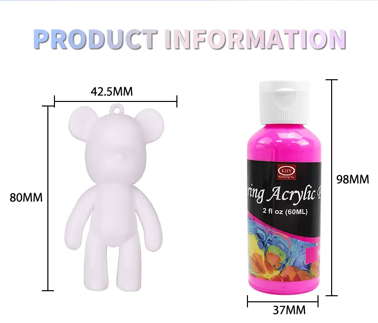 Khy Non-tox Art Pre Mixed Kit Fluid Diy Bear Paints For Kids Pouring ...