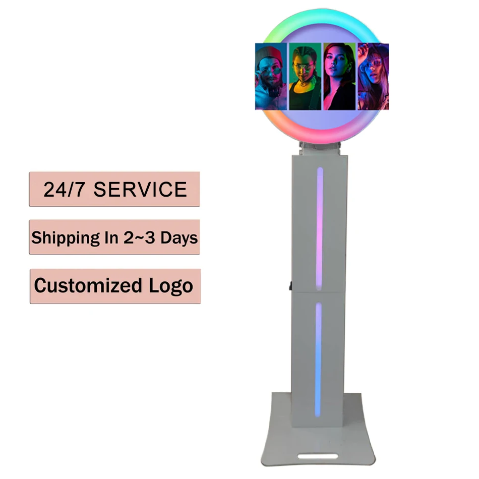 2024 New Selfie Kiosk Ring Light Ipad Booth Led Ipad Photo Booth Stand ...