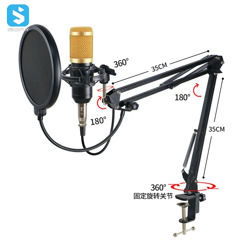 BM800 Professional Condenser Microphone Sound Card Set Karaoke Podcast ...