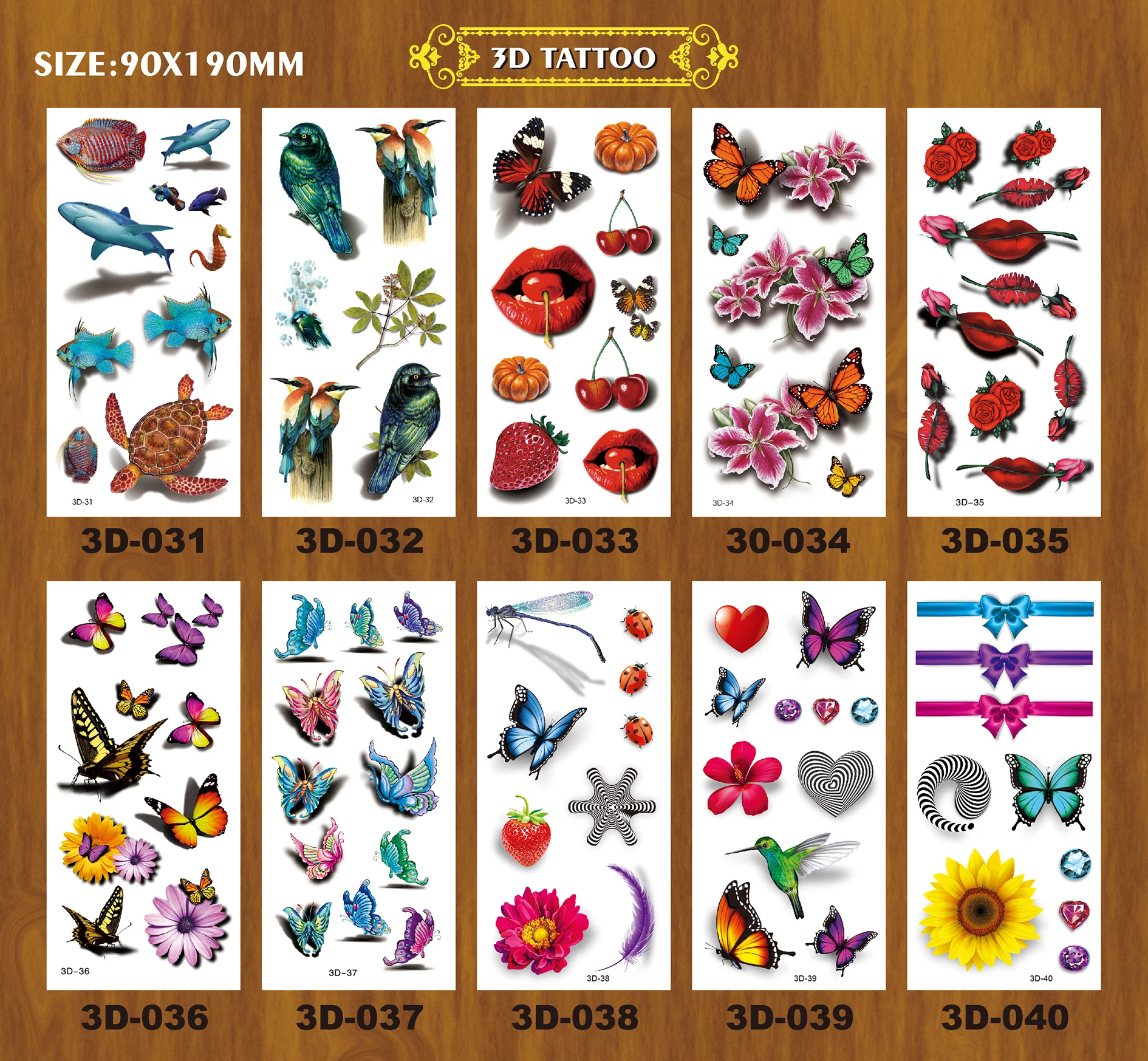 Custom 3D Waterproof Temporary Tattoo Stickers Printed