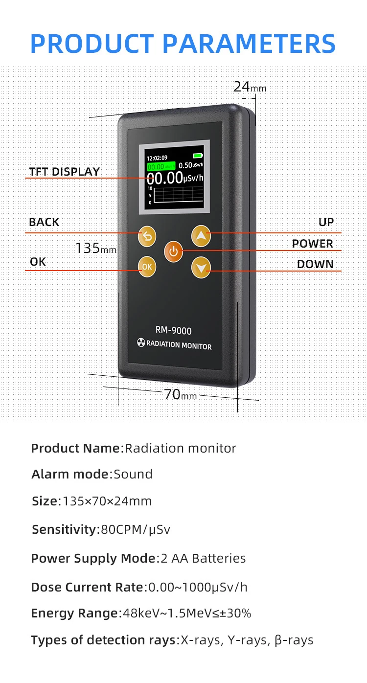Personal Nuclear Radiation Monitor X Ray Y Ray Beta Detector Gamma ...