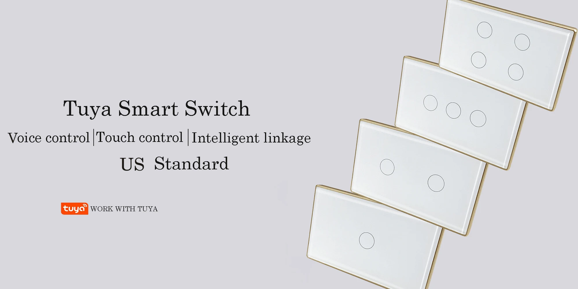 Tuya 1 2 3 4 Us Smart Light Switches Work with Wifi Tempered Glass ...