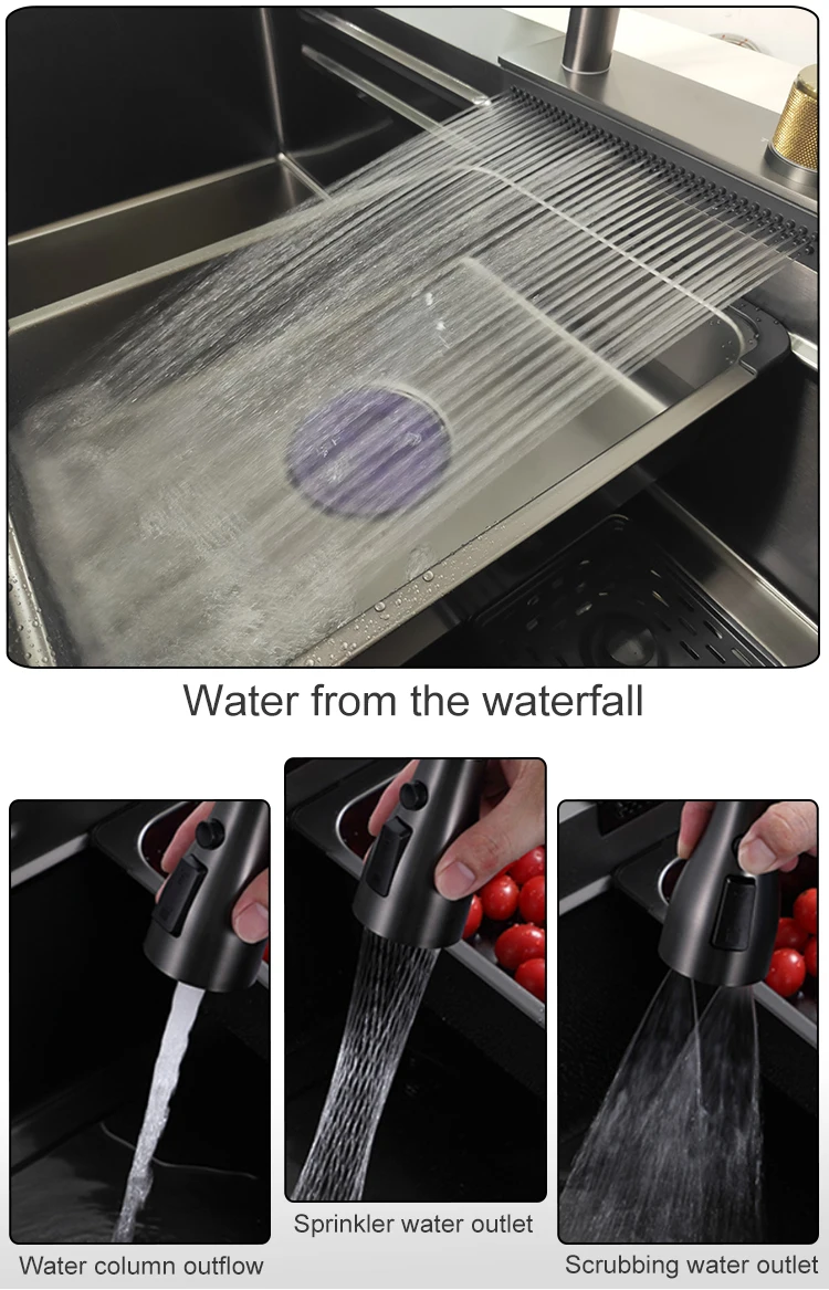 Hm-7546b Smart Sink Step Black Nano Handmade Single Sink Kitchen With ...