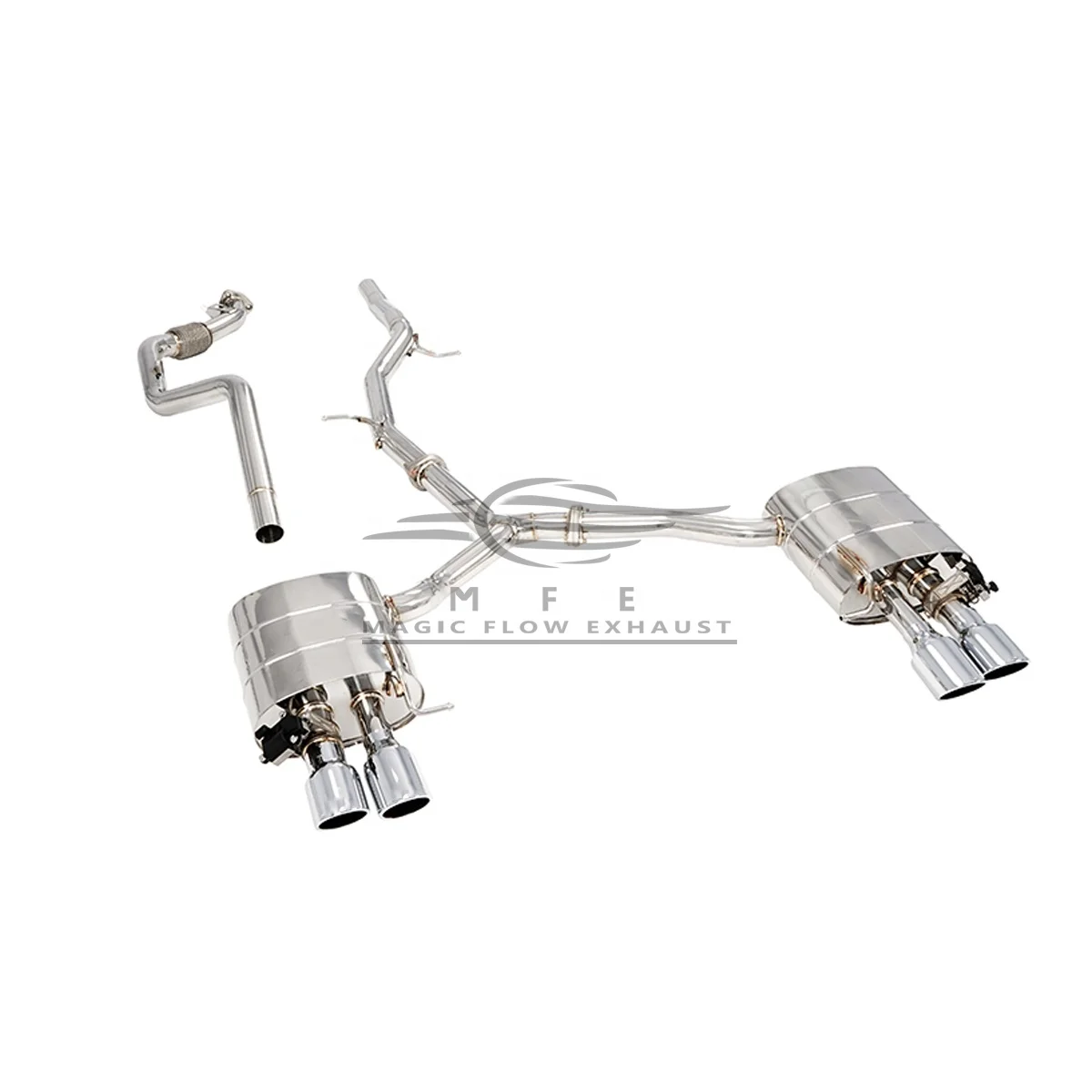 Valvetronic Exhaust System with Quad Silver Exhaust Tip S4 Style ...