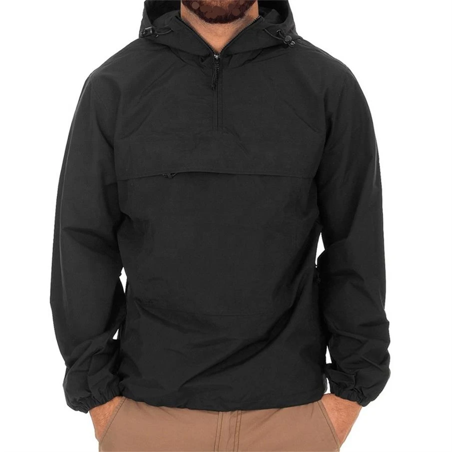 Mens Plain Jackets Screen Printing Logo Black Pullover Hoodie Jacket ...