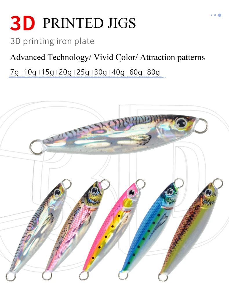 Japan Quality 3d Printed Pencil Lure 7g-80g Shore Casting Fishing Metal Jigging Lure Artificial ...