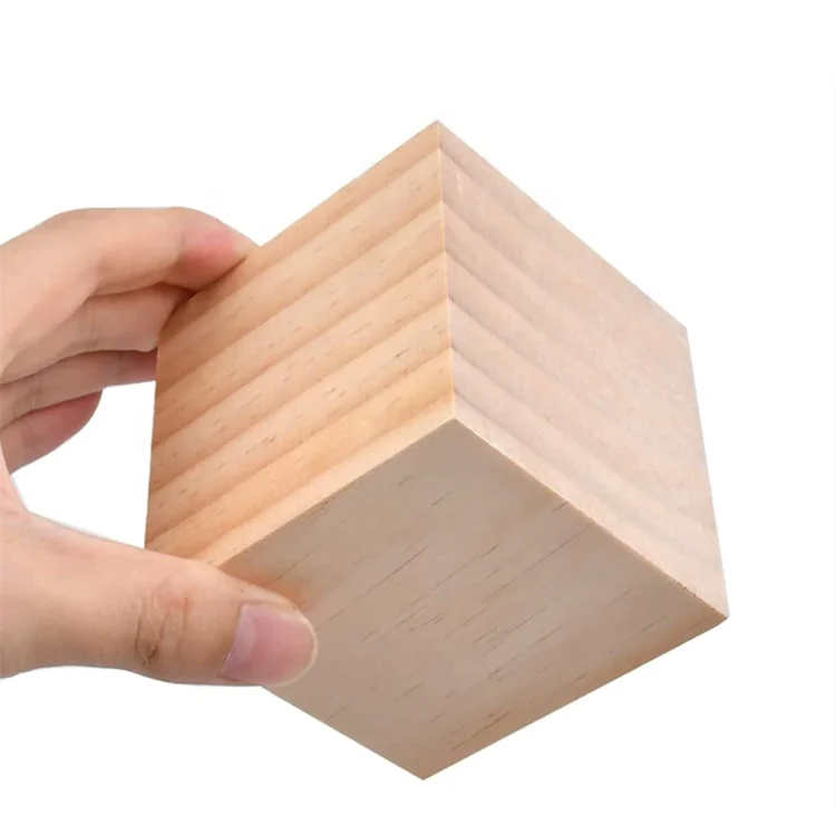 Premium Natural Solid Wooden Cubes Square Unfinished Craft Wood Blocks ...