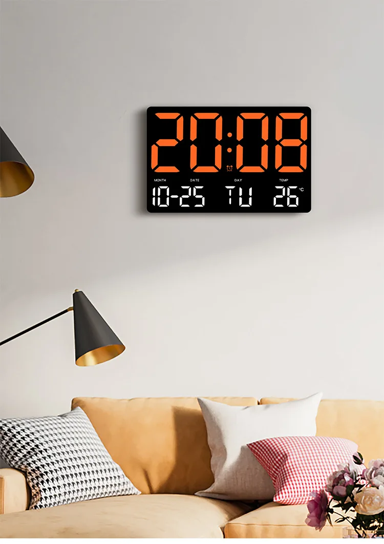 Large Digital Wall Clock with Big LED Screen Display Temperature for ...