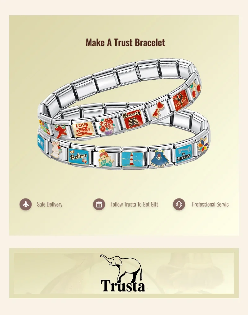 Trusta Sweet Colour 2024 No Bad Days Charm Italian Links 9mm Stainless ...