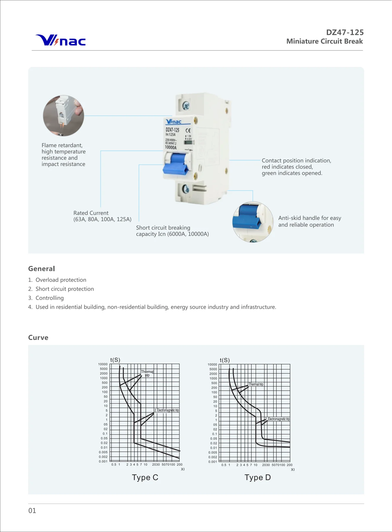 Mini Dz47 Electrical Miniature Circuit Breakers Ac/dc Mcb With 1p 220v 380v 6a 10a 16a 20a 25a ...