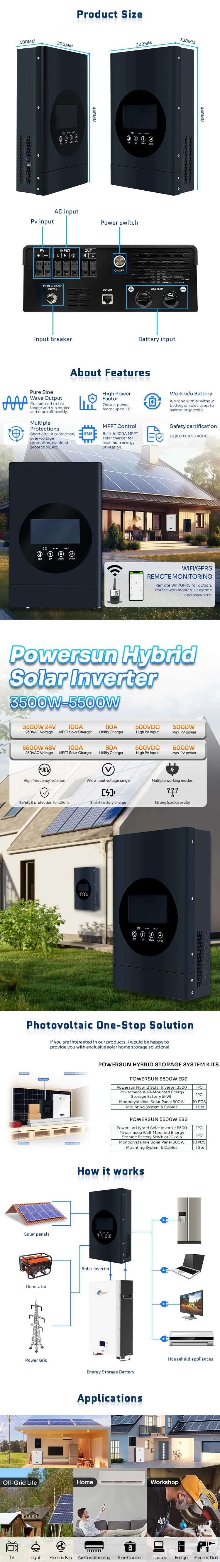 Megawatt Off Grid Hybrid Inverter 11000va 5000w Solar Inverter For 5kw 15kw 10kw 10kwh Home ...