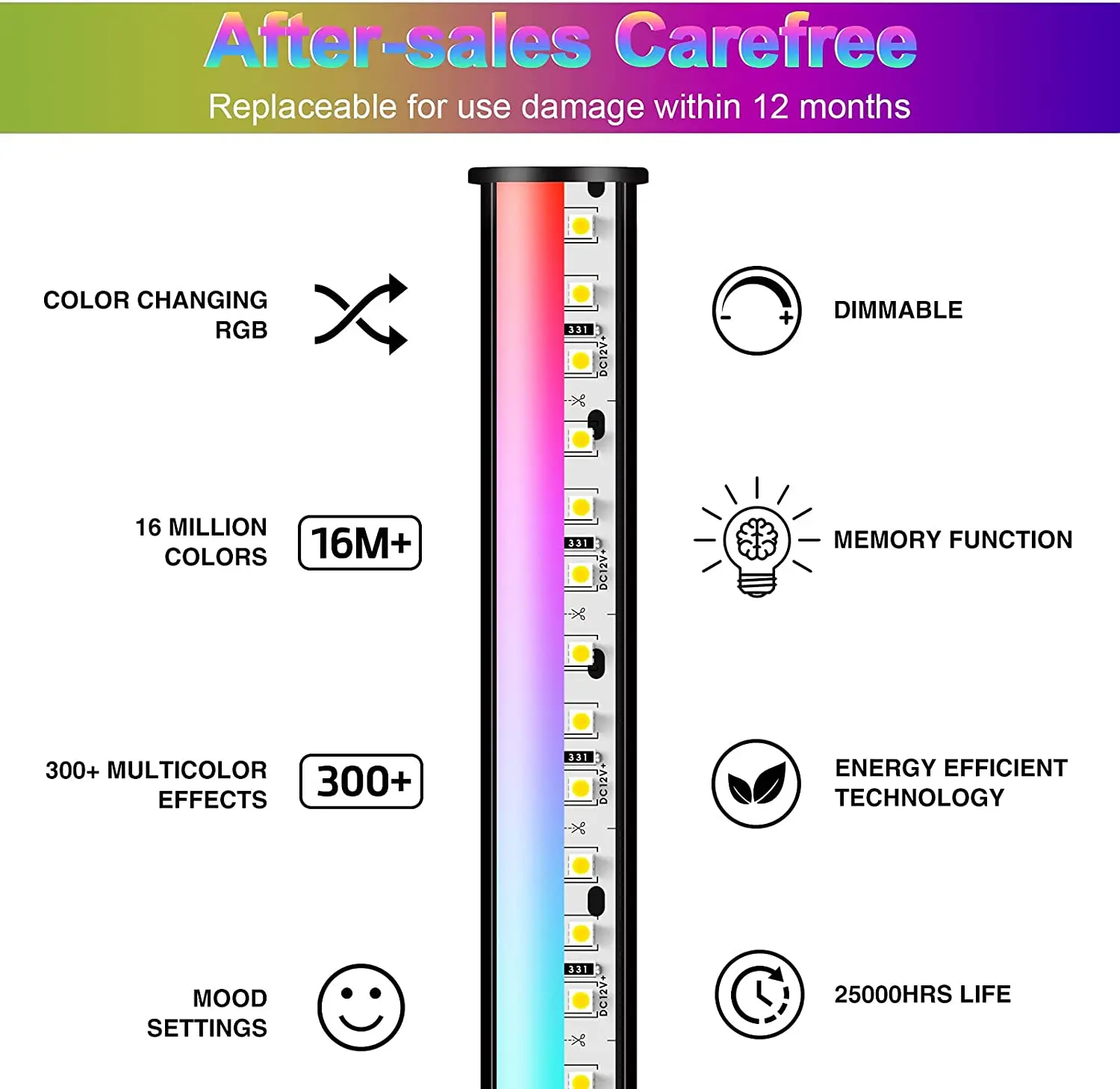 Decoration Playroom Living Room Standing Lamp Led Corner Music Sync Rgb ...