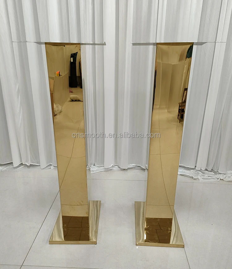 New Design Rectangle Gold Metal Flower Floral Vase Tall Gold Table ...