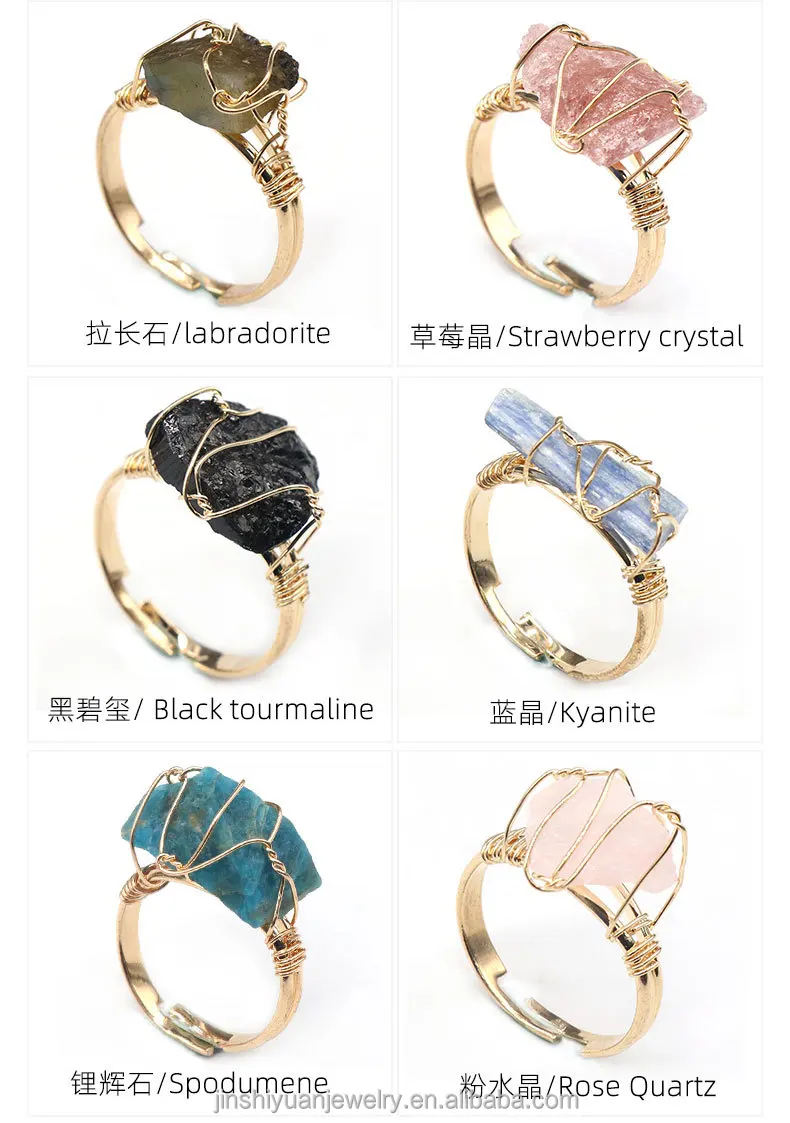 Natural Irregular Crystal Rough Stone Adjustable With Wire Wrap Design ...