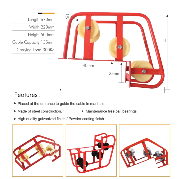 Straight Line Cable Pulley Underground Nylon Steel Wheel Cable Pulling ...