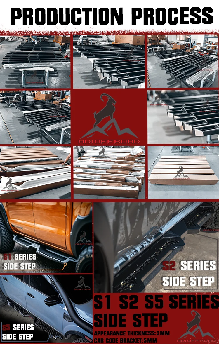 S7 Pickup Ute Front Rear Bumper - Steel Side Step for HILUX