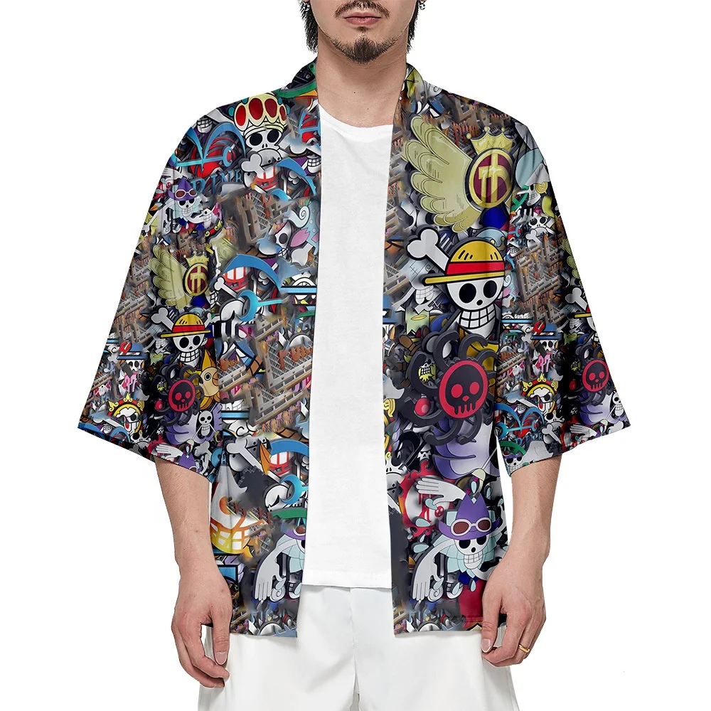 Anime One Pieced Monkey D Luffy Trafalgar Law Cosplay Costumes Kimono ...