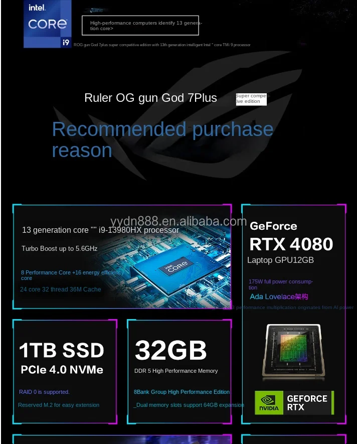 Rog Strix Scar 7plus E-sport Gaming Laptop I9-13980hx Rtx4080 2.5k 240hz 18inch Computer ...