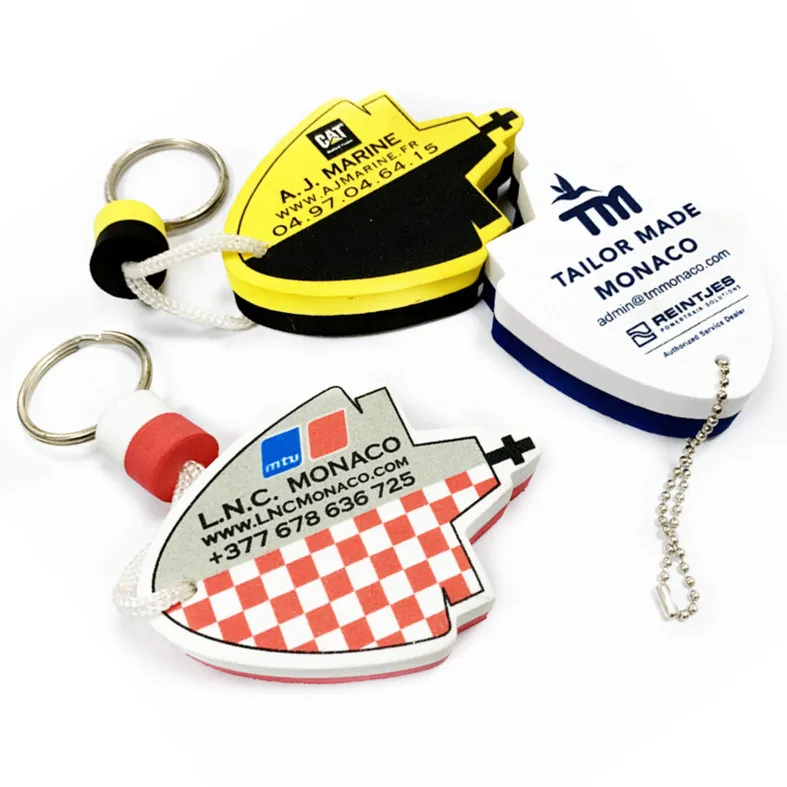 Floating Keychain PU Foam Floating Boat Key Chain Custom Oval Float Key ...