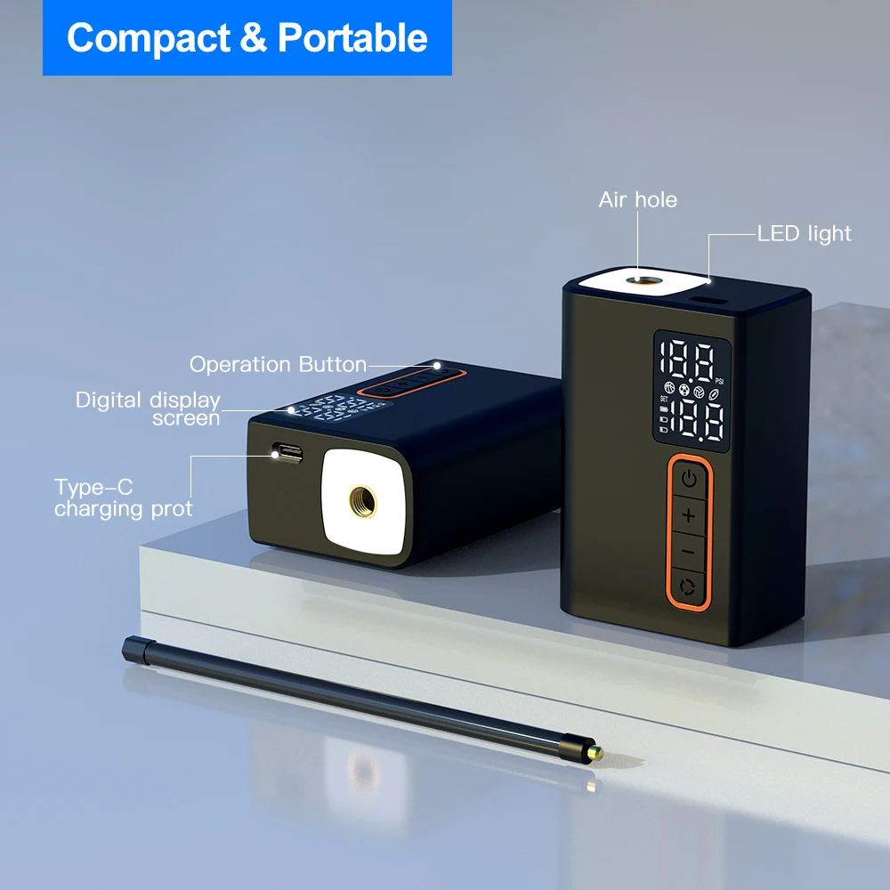 Portable Air Compressor Rechargeable Cordless Sportsball Pump Material ...