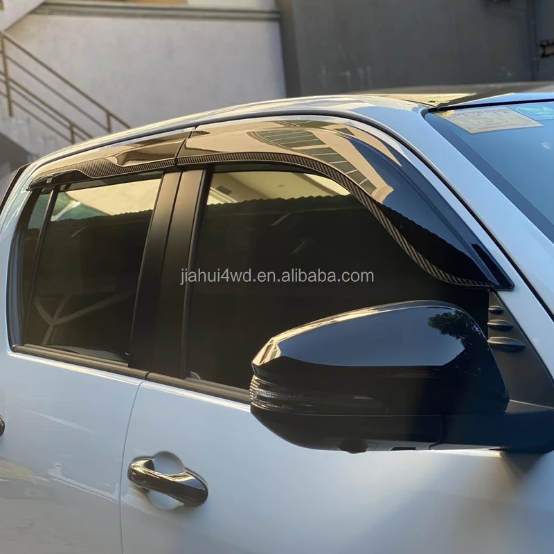 For Toyota Hilux 2015-2023 Double Cabs Black Carbon GR Wind Deflectors ...