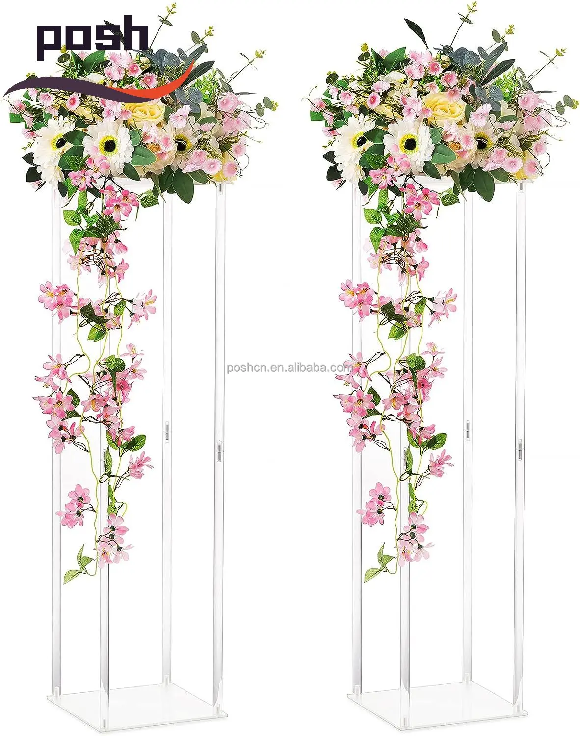 Transparent Clear Acrylic Flower Stand Crystal Flowers Wedding ...