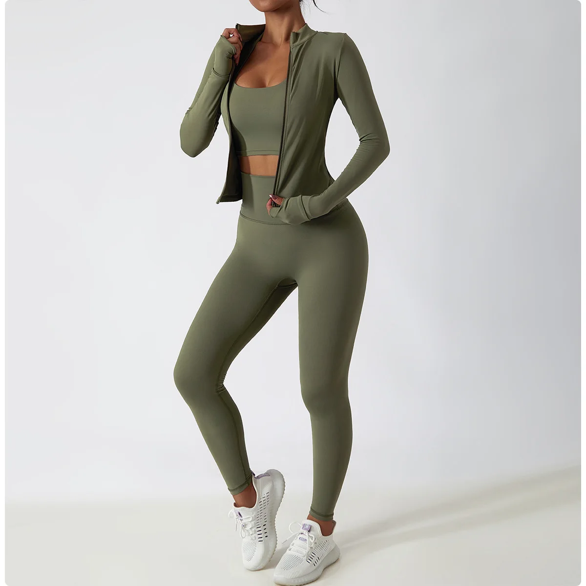 High Quality Zip-Up Workout Jacket With Thumb Hole Women Fitness Yoga ...