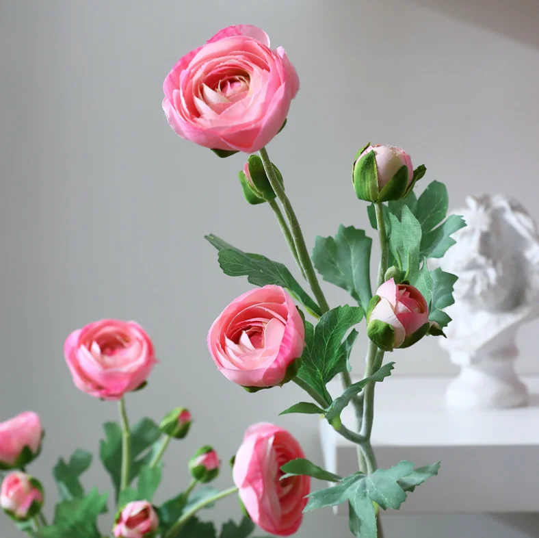 5 Heads Ranunculus Flower Artificial Silk Ranunculus Lotus for Home ...