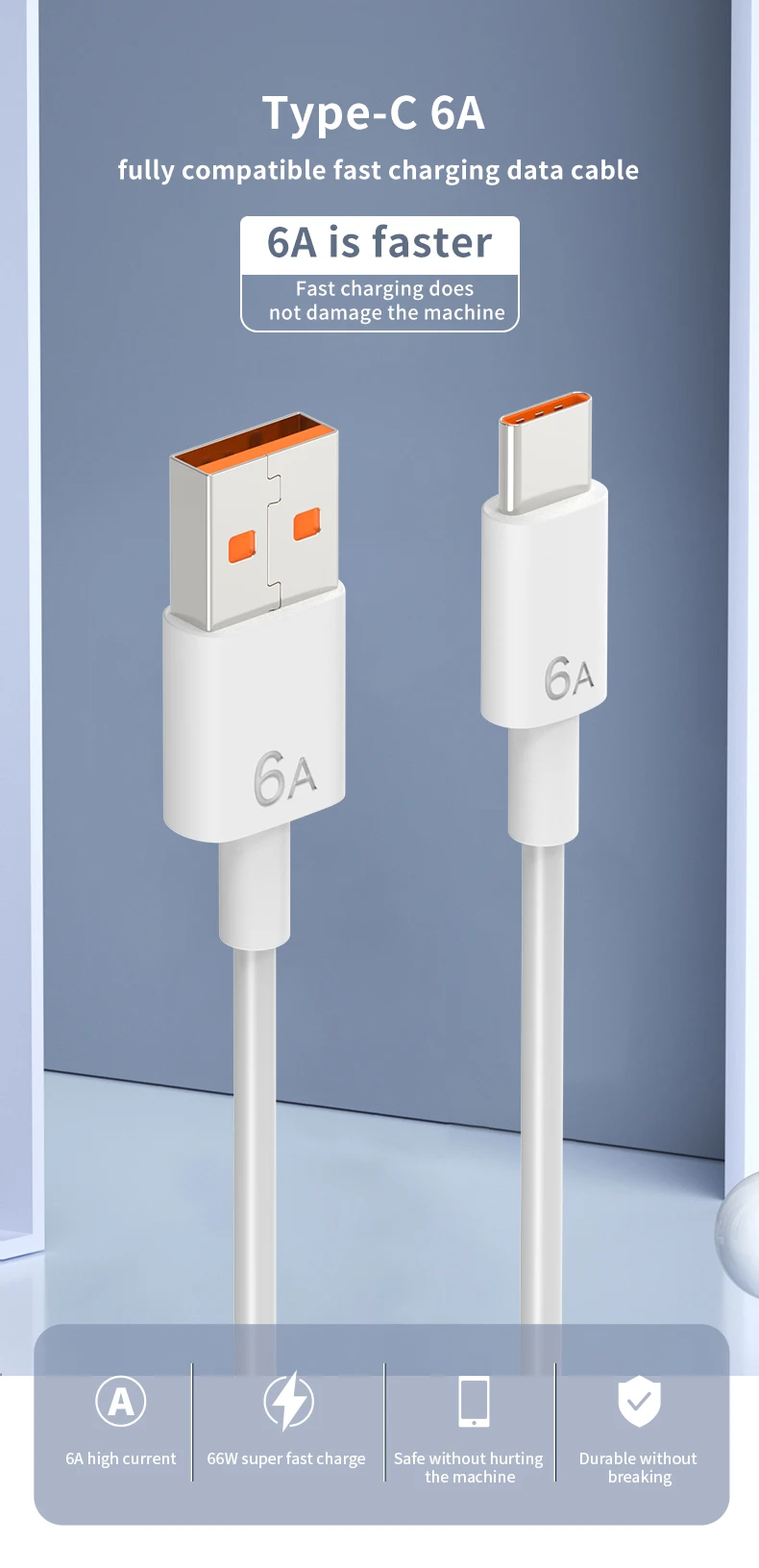 Super Fast Charging 6a Cable Quick Charging Type C Usb-c Line For Xaomi ...