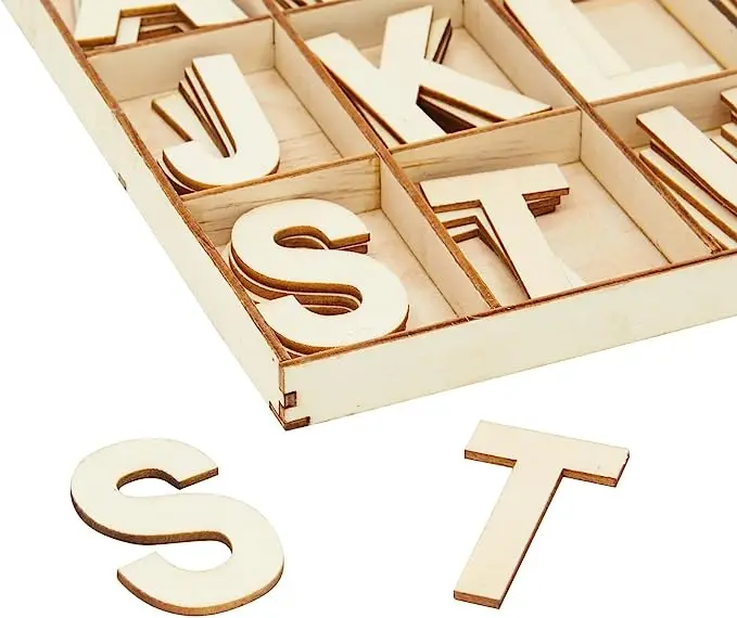 Customized Natural 1 Inch Wooden Letters Alphabet With Sorting Tray ...