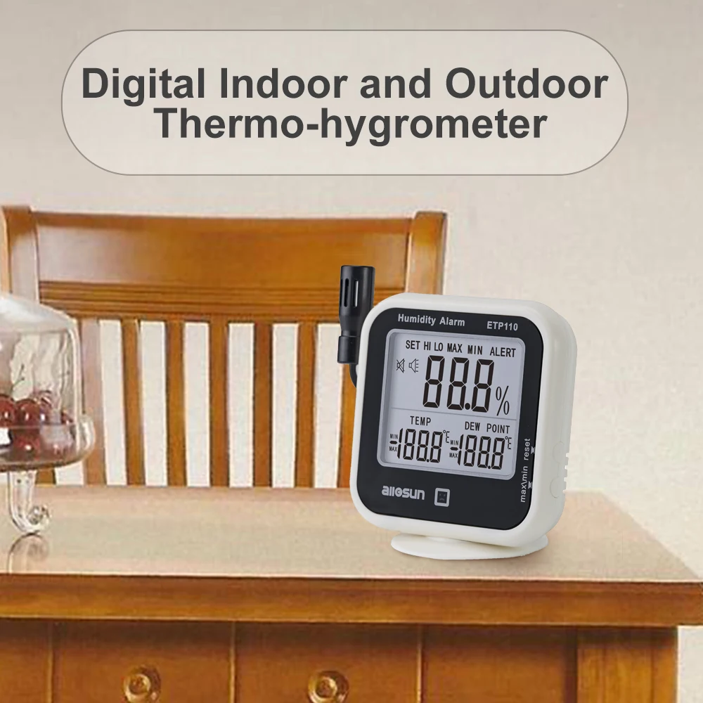 All-sun ETP110 Digital Thermo-Hygrometer - Precision & Alarm