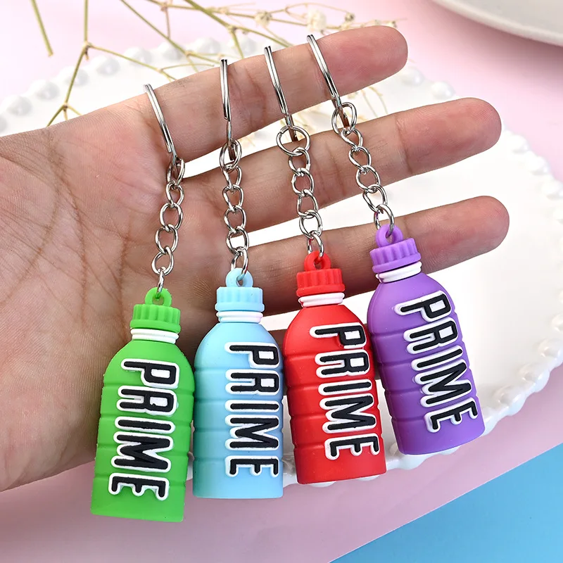 Cartoon Drink Keychain For Women Soft Rubber Beverage Car Key Chains ...