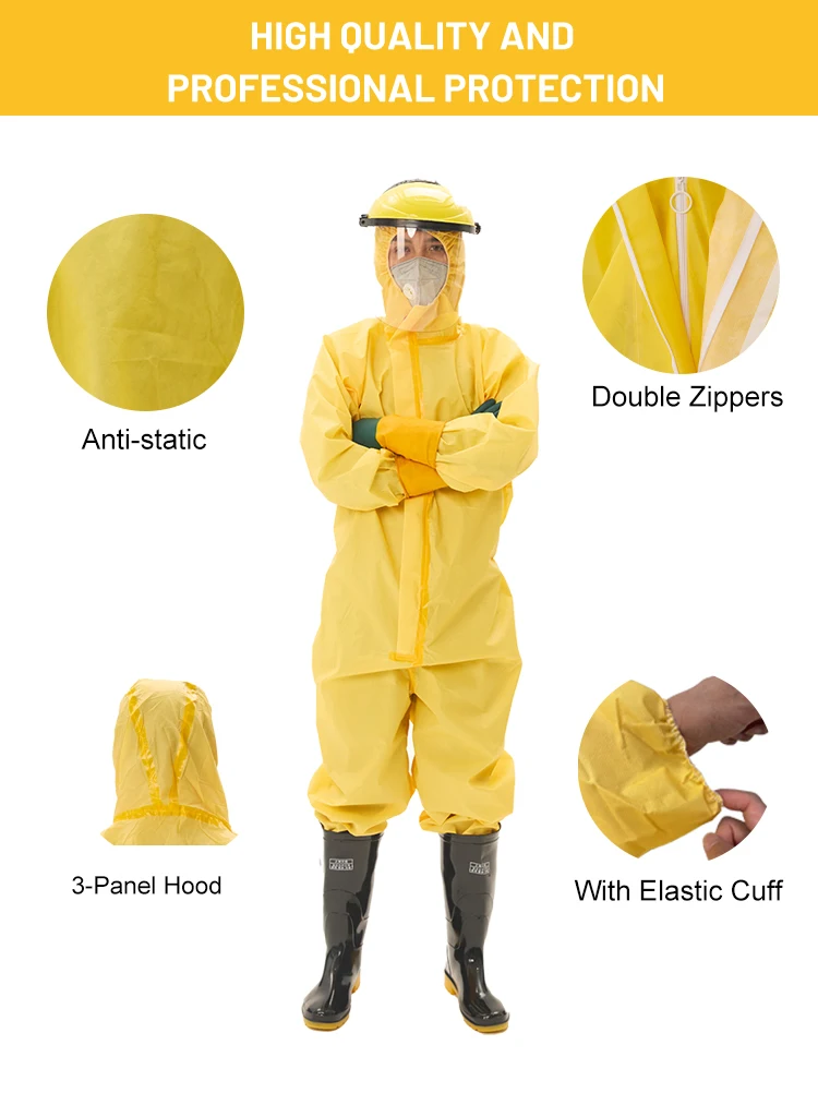 CE Disposable Hazmat Suit Protection Clothing Coverall Against ...