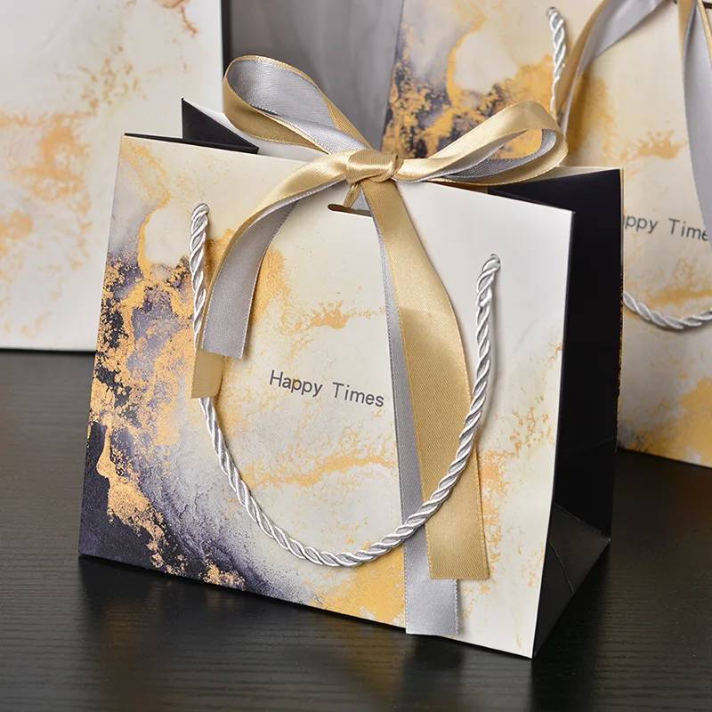 Luxury Marble Gilded Design Gift Bag Custom Paper Bag With Logo Print ...