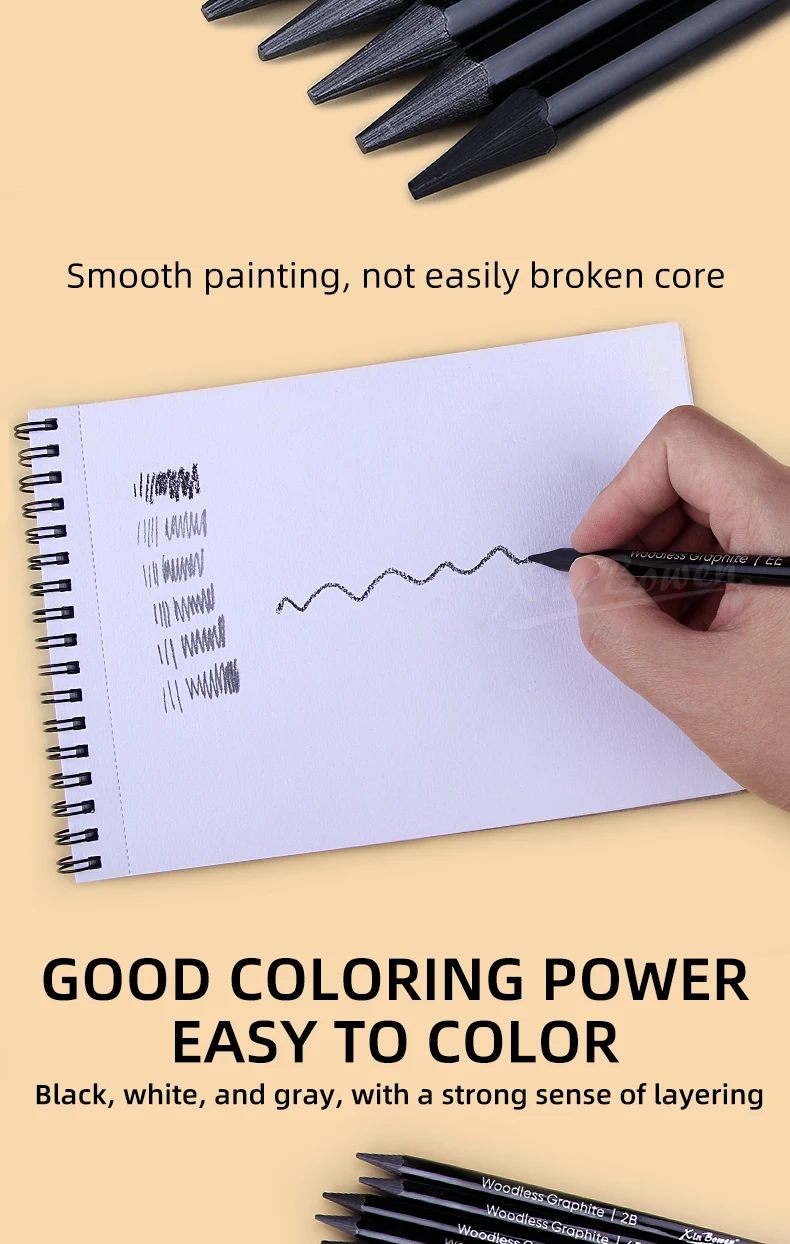 Xin Bowen Art Charcoal Pencil 6 Packed Graphite Carbon Artist Painting ...