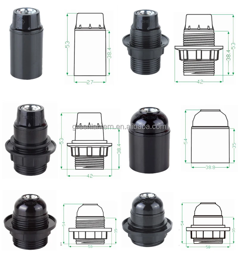 Bakelite Light Bulb Socket Electrical Black Plastic Lamp Holder E14 E27 with Ring Lighting ...