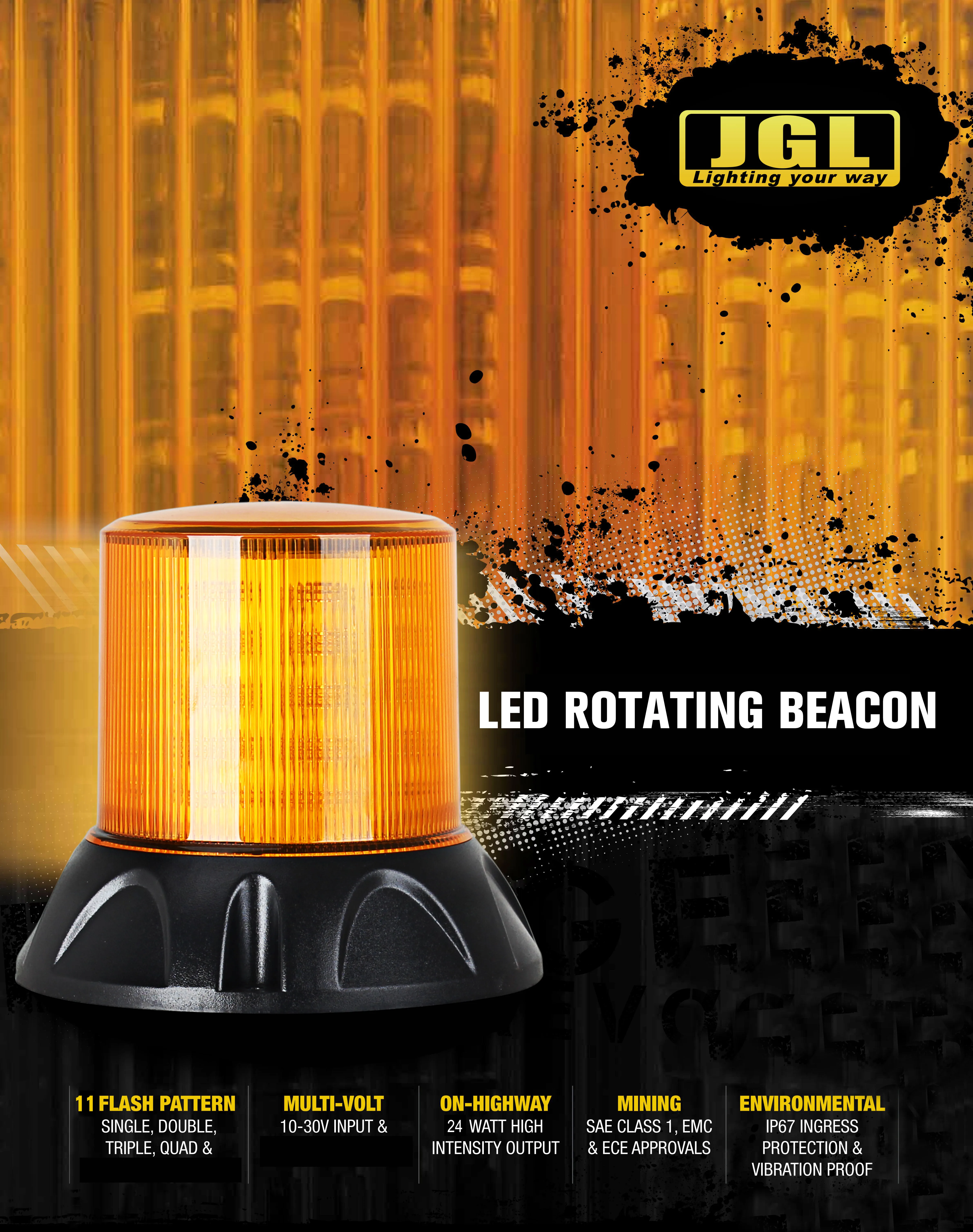 12V 24V LED Flash Rotating Beacon Light - Emergency Warning