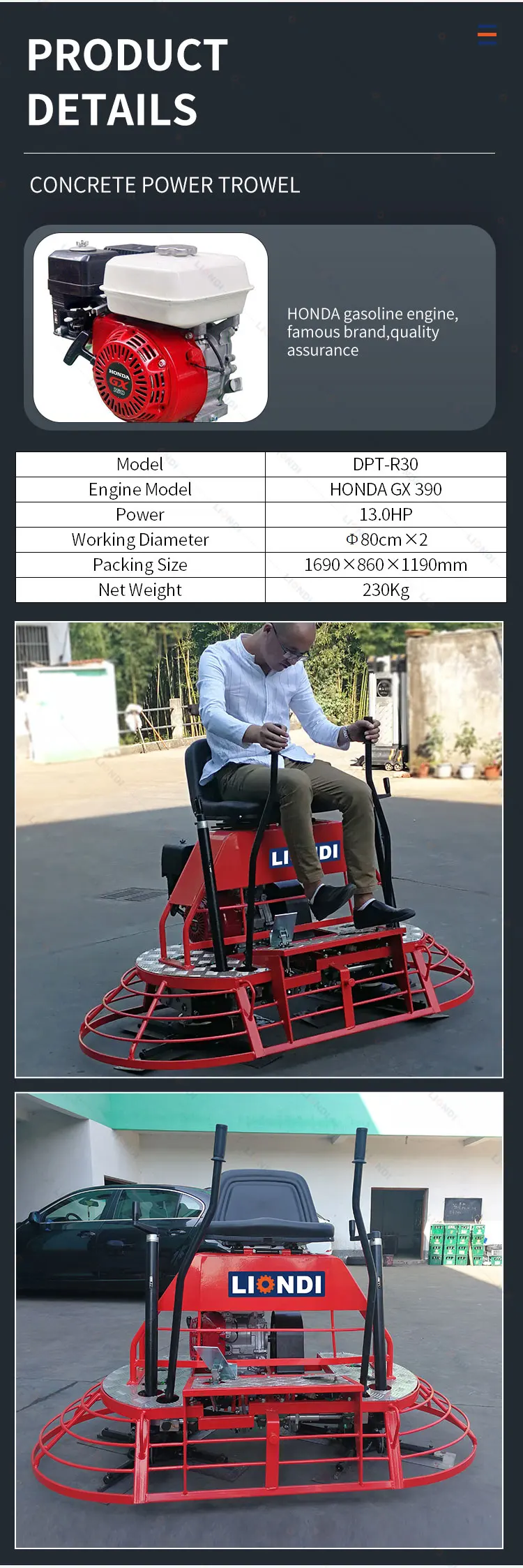 Double-disc Seat-driving Concrete Smoothing Machine - Buy Electric ...