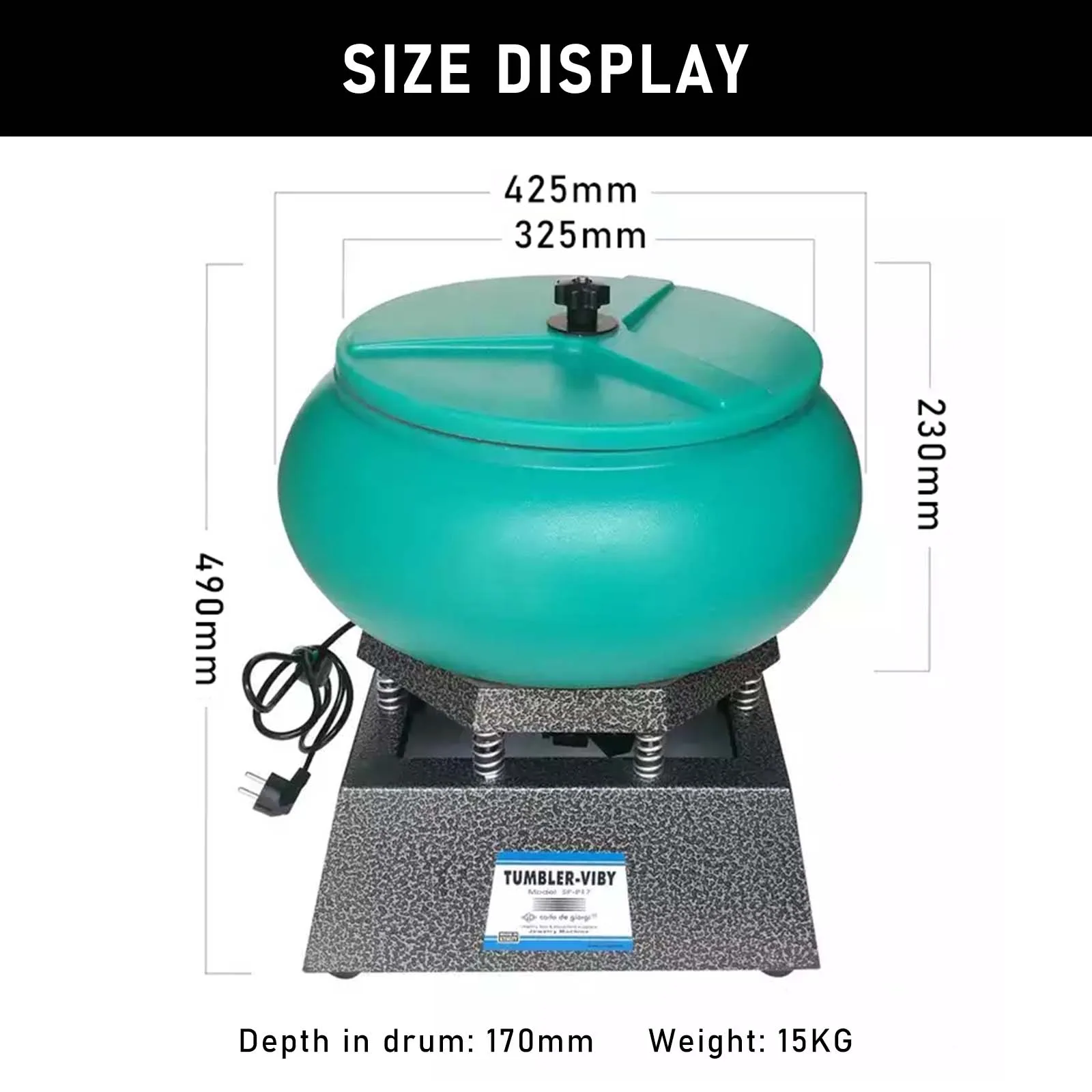 17inch Large Vibration Barrel Jewelry Polisher - Edge Burr Cleaning