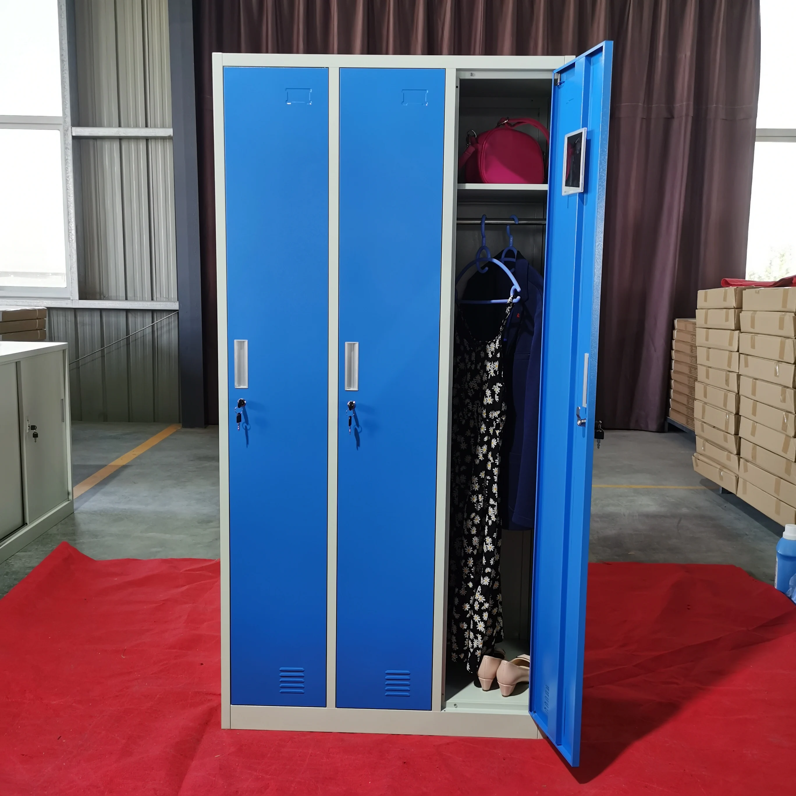 3 Door Metal Locker for Gym or School or Changing Room Storage Locker 3 ...