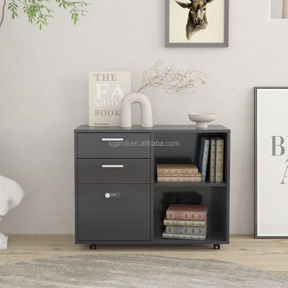 Modern Printer Stand With Open Storage Shelves 3-drawer Wood Filling ...