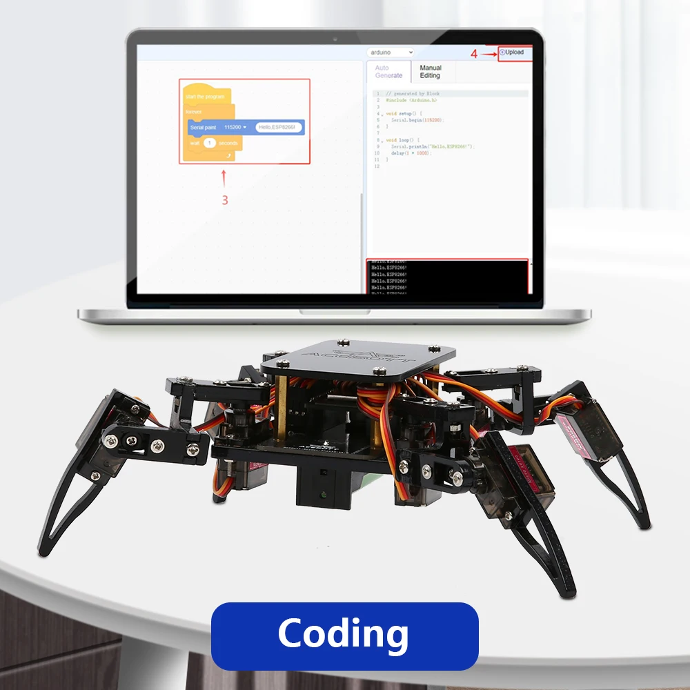 ESP8266 Bionic Quadruped Spider Robot Kit - Remote Control