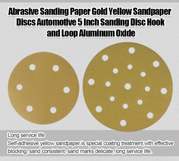 Self-adhesive Yellow 6 Holes Sand Disc Sandpaper 120mm Hook And Loop ...