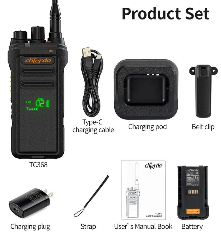 Chierda TC368 Plus 10W IP67 Waterproof UHF Handheld Radio