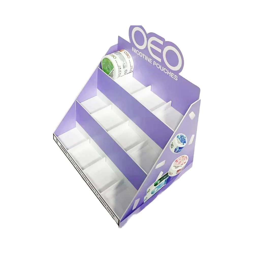 Customized Counter Display Stand Cardboard Pvc Nic Pouch Counter ...