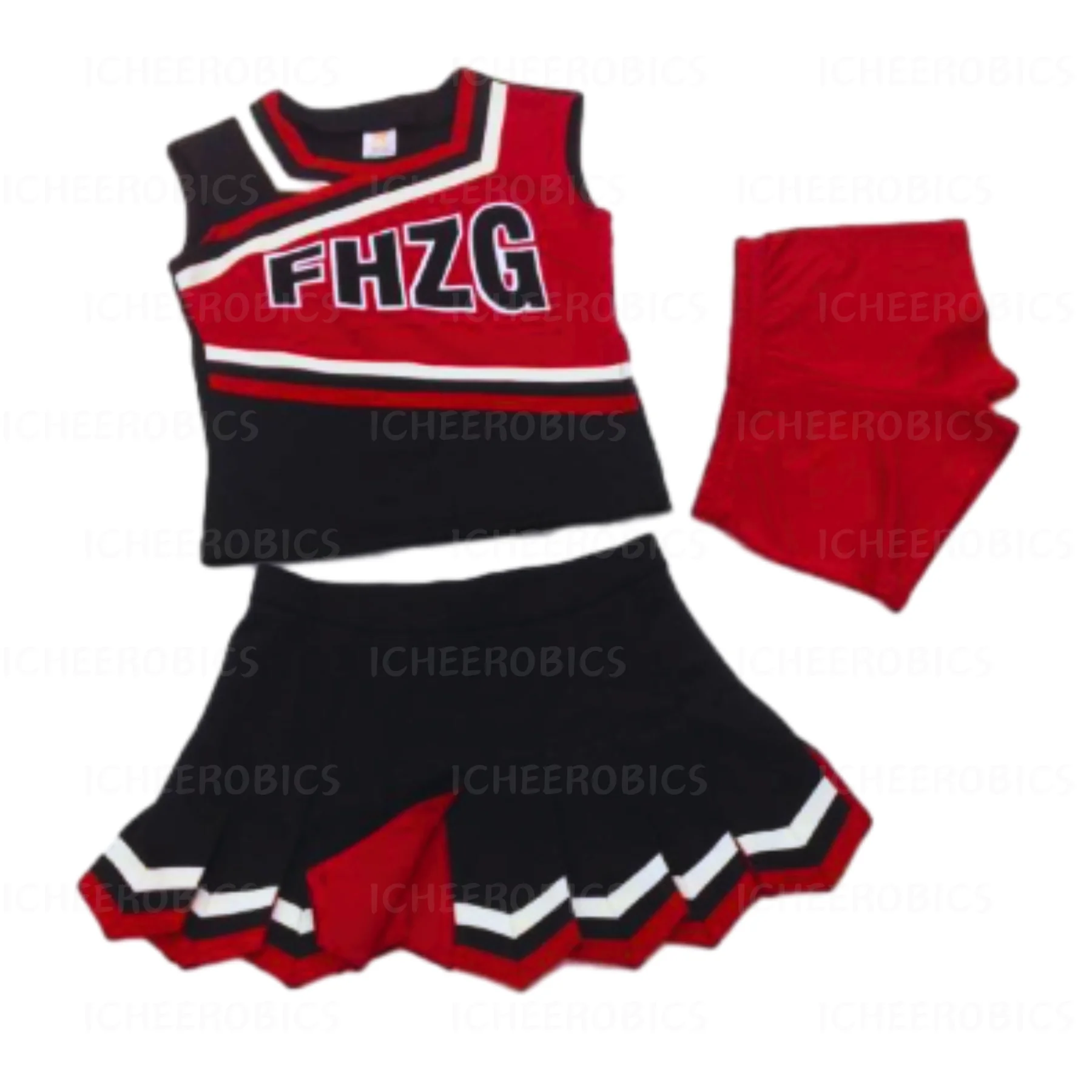 Icheerobics Roman Fabric Sideline Cheer Uniforms Kids Black Silver ...