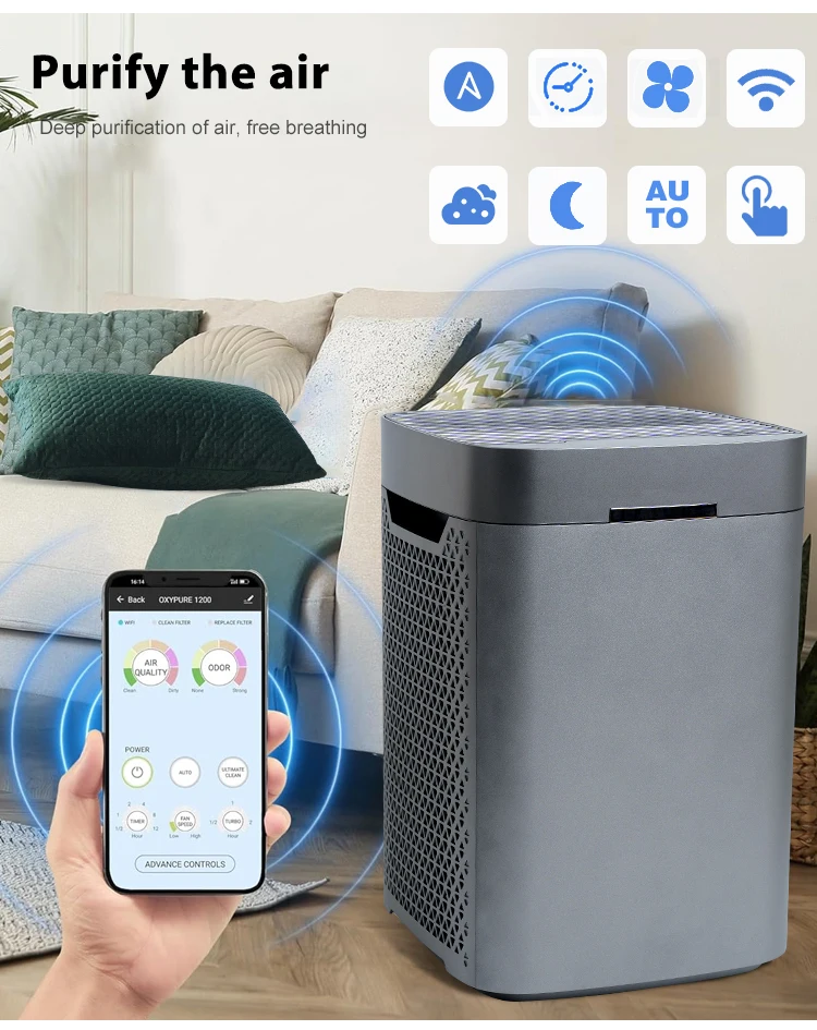 Smart Air Purifier with ESP Filters - Low Noise & Touch Control