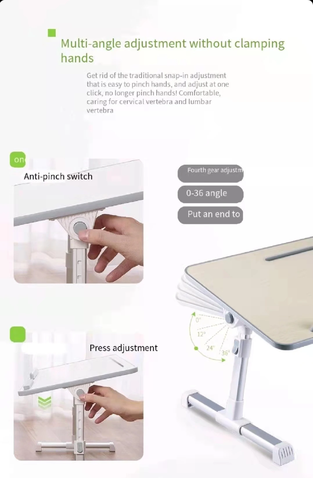 Laptop Desk for Bed, Adjustable Laptop Bed Tray Foldable Laptop Table ...